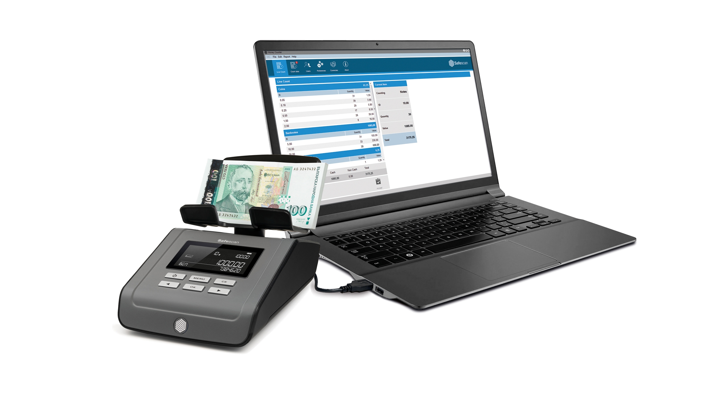 Money Counting Scale - Safescan 6165 - Counts coins and banknotes ...